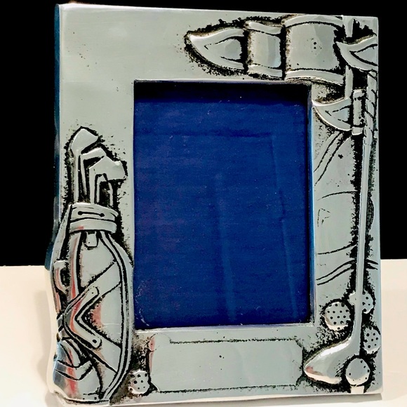 Accents | Vintage Pewter Golf Picture Frame Wood Back Tabletop 65 ...